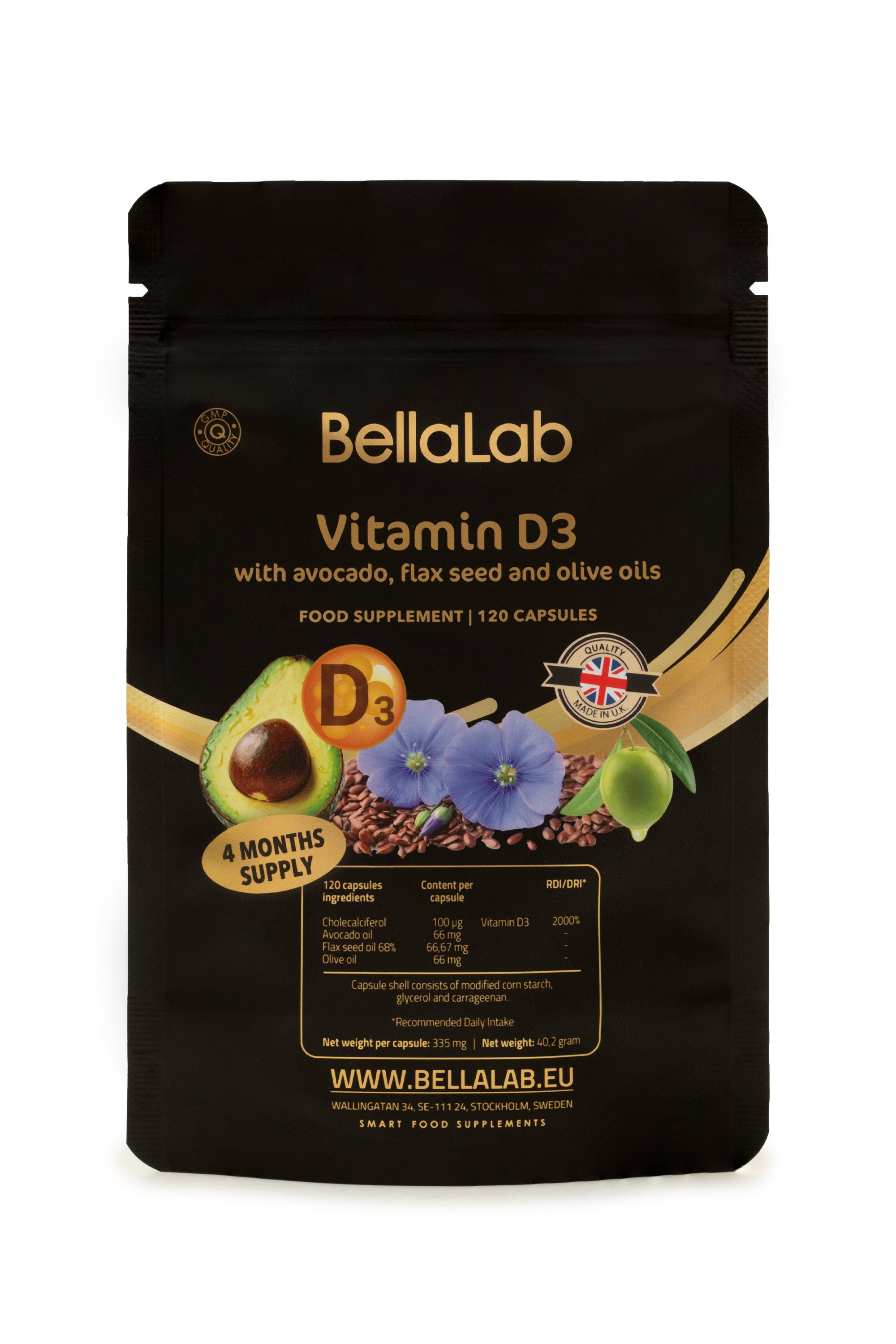 D3-vitamiin koos õlidega - luude, immuunsüsteemi ja südame tervise jaoks – Bellalab EE